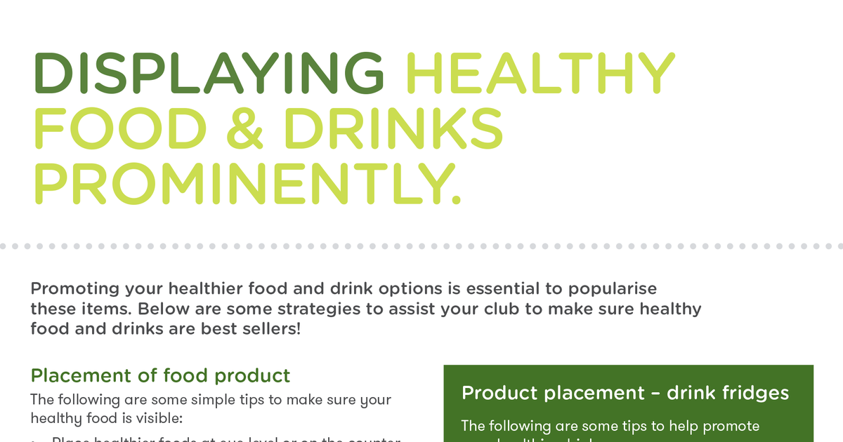 Displaying healthy food & drinks - Good Sports